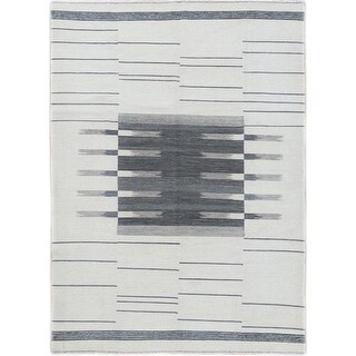 Shahbanu Rugs Avant-Garde Stripe Design Flat Weave Kilim Pure Wool ...