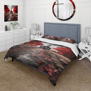 Designart "Red Church Sanctuary In Solitude" Red Traditional - Bedding ...