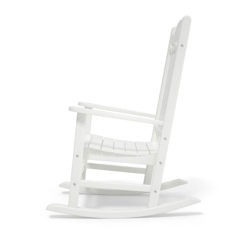 Outdoor White HDPE Plastic Rocking Chair with High Backrest - Overstock ...