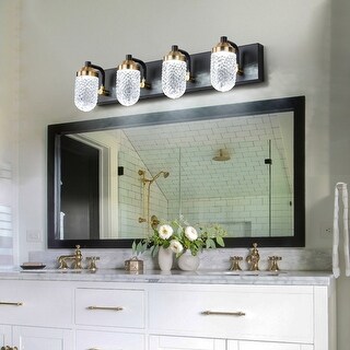 Matte Black Frame Fixtures, Clear Glass Vanity Lighting Fixtures Over ...