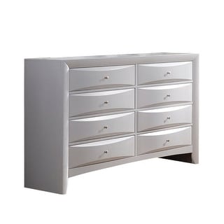 Eight Drawers Wooden Dresser with Bevel Drawer Fronts, White - Bed Bath ...