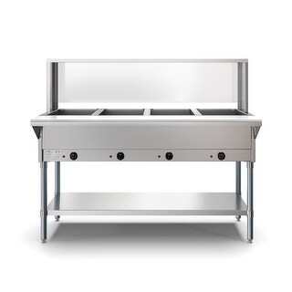 4-Pan Open Well Commercial Electric Stainless Steel Steam Table with ...