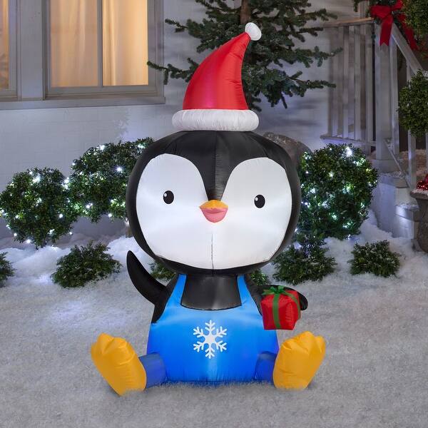 Gemmy Christmas Airblown Inflatable Big Head Penguin, 5 ft Tall ...