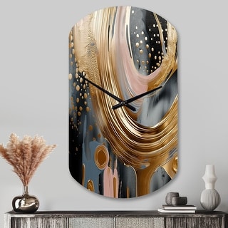 Gold And Black Marble Expression VI - Abstract Marble Wall Clock in ...