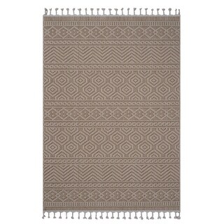 LOOM & LUXE Collection Mocha/Geometric Indoor/Outdoor Area Rug - Bed ...