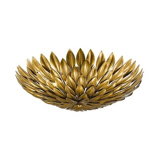 Gold Leaf Round Metal Frame Flush Mount - Black - Bed Bath & Beyond ...