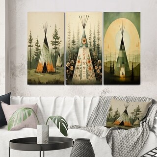 Designart "Green Native Tipi Serenity In Nature II" Native American ...