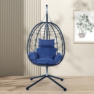 Porch Swings Hammock Egg Chair with Stand Wicker Rattan Egg Hanging ...