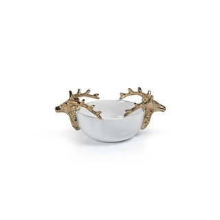 Alberg Ceramic Bowl with Gold Stagg Head Design - Bed Bath & Beyond ...