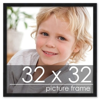 32x32 Contemporary Black Complete Wood Square Picture Frame with UV ...