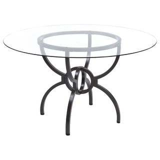 Aviano Round 48-inch Glass Top Metal Dining Table Gunmetal - Bed Bath ...