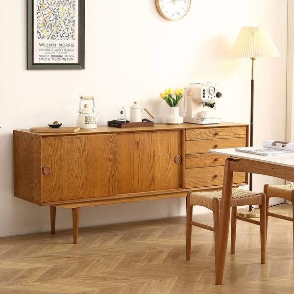 Oak Two Door Four Drawer Cabinet for Restaurant and Kitchen Storage ...