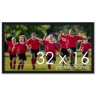 32x16 Contemporary Black Complete Wood Picture Frame with UV Acrylic ...