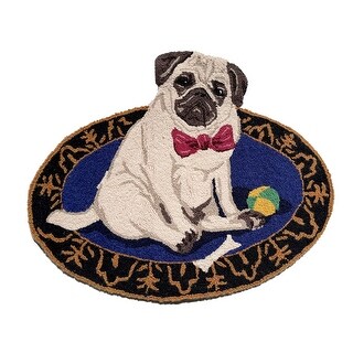 Pug Shaped Wool Hook Rug - 2' x 3' Oval - Bed Bath & Beyond - 33350440