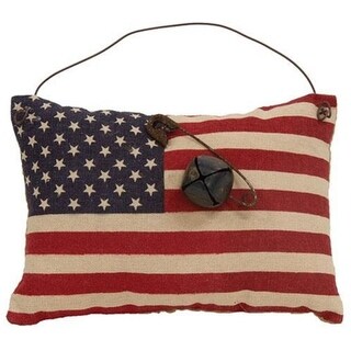 Stuffed Primitive American Flag Ornament with Rusty Bell - H - 3.50 in ...