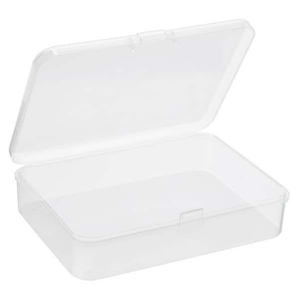 4pcs Clear Storage Container w Hinged Lid Plastic Rectangular Box - On ...