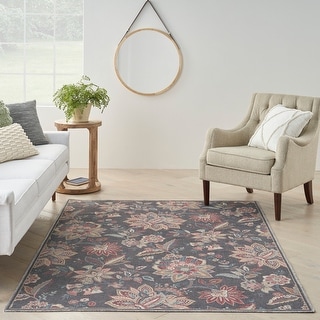 Waverly Washables Machine Washable Floral Flat Weave Area Rug - Bed ...