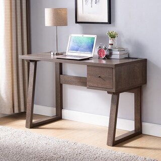 Writing Desk with One Drawer Single Outlet USB Port - Dark Brown - Bed ...