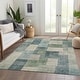 Machine Washable Indoor/ Outdoor Contemporary Blocks Chantille Rug ...