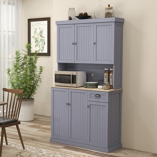 HOMCOM 71" Buffet with Hutch, Farmhouse Kitchen Pantry Storage Cabinet ...