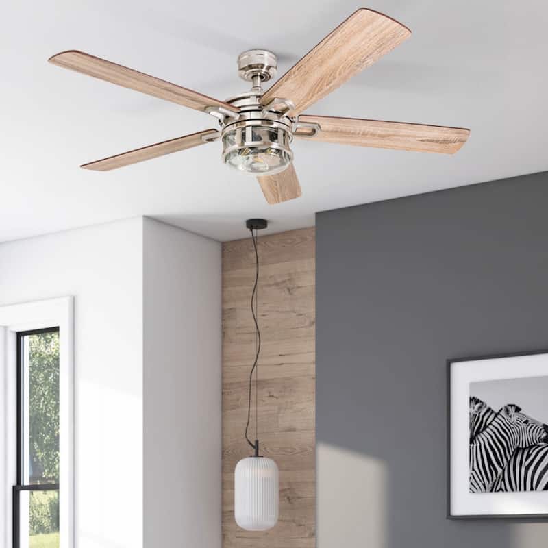 52" Honeywell Eamon Brushed Nickel Modern Indoor LED Ceiling Fan with ...