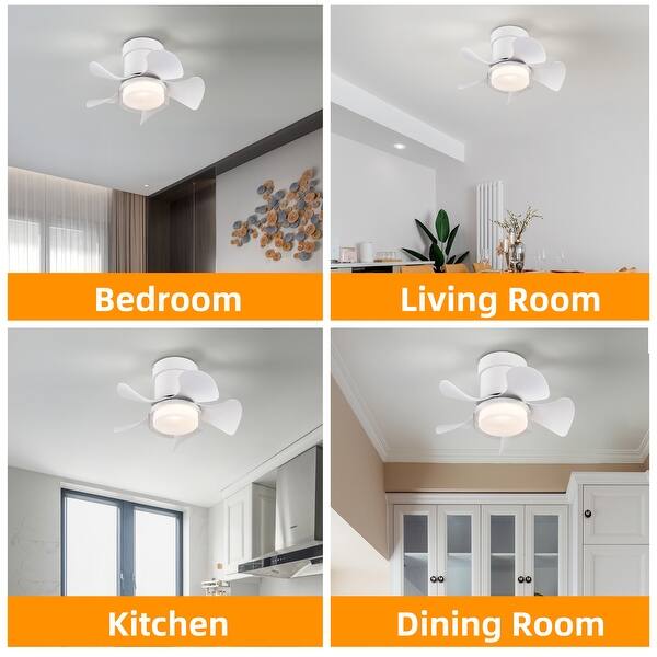 21'' low noise matte black abs blade remote ceiling fan with led light ...