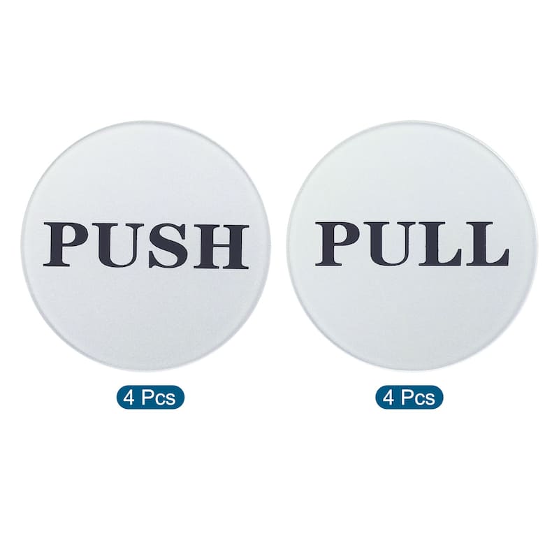 8Pcs Push Pull Door Sign Adhesive Round Acrylic Wall Sticker Marker ...