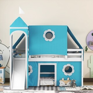 Full Size Bunk Bed with Slide,Tent and Tower - Bed Bath & Beyond - 39049671