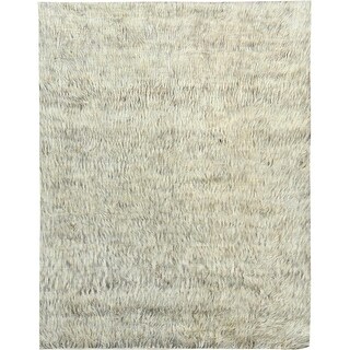Shahbanu Rugs Gray, Undyed Natural Wool Hand Knotted, Shaggy Moroccan ...