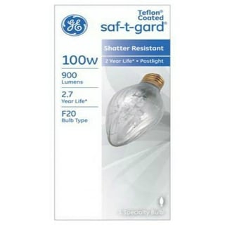 GE 44540 Saf-T-Gard Teflon Coated Flame Tip F20 Postlight Bulb, Clear ...