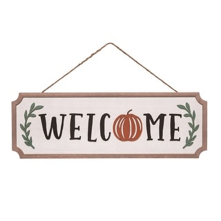 Transpac Wood 22.5 in. Multicolor Harvest Dimensional Welcome Sign ...