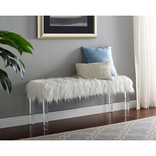 1pc White Glam Accent Bench - Bed Bath & Beyond - 39027295
