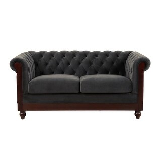 Chesterfield Velvet Loveseat Sofa Rolled Arm Plush Upholstered Sofa ...