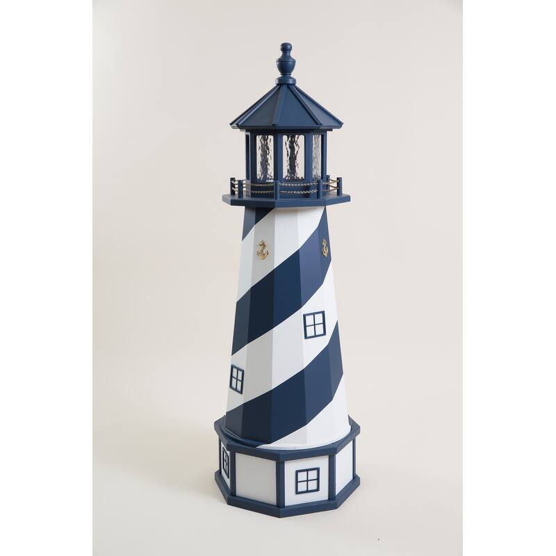 Deluxe Hybrid Poly and Wood Lighthouse with Solar Light - Overstock ...