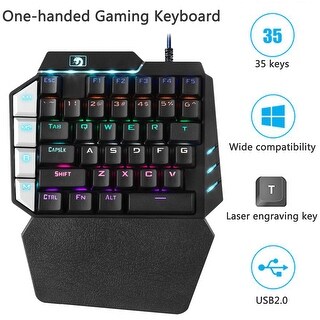 38 Keys Single One Hand Mechanical Gaming Keyboard USB Wired For PUBG ...