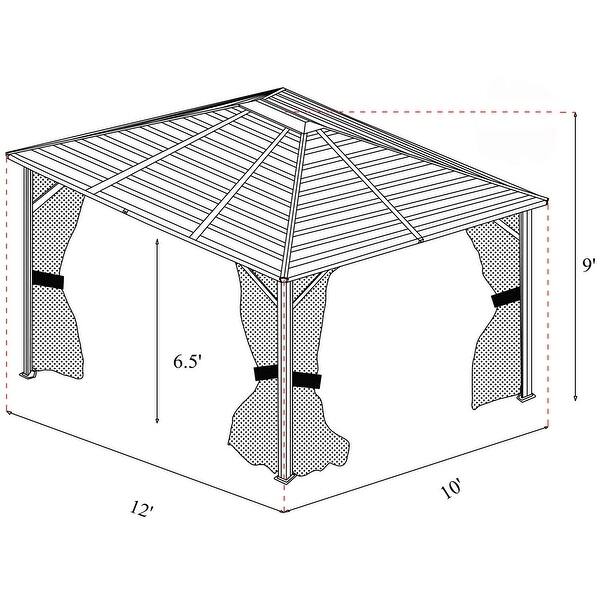 Kozyard Caesar 10'x12' Hardtop Aluminum Permanent Gazebo with a ...