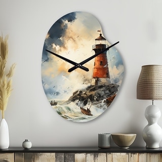 Vintage Lighthouses Guiding Light I - Lighthouses Wall Clock - Nautical ...
