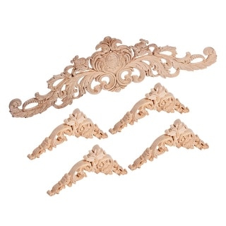 5pcs Wood Appliques Onlays Set DIY Wood Carved Onlay for Furniture ...