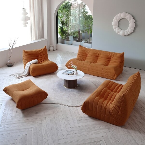 Teddy Fabric Lazy Sofa Sets for Bedroom Living Room Comfortable Bean Bag Chair Floor Couch