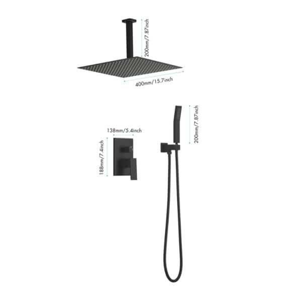 Matte Black Shower Set System Bathroom Luxury Rain Mixer Shower Combo ...