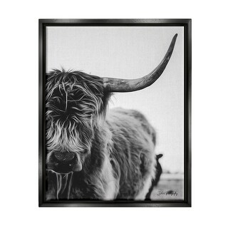 Stupell Highland Cow Cattle Horn Close Up Serene Photography Floater ...