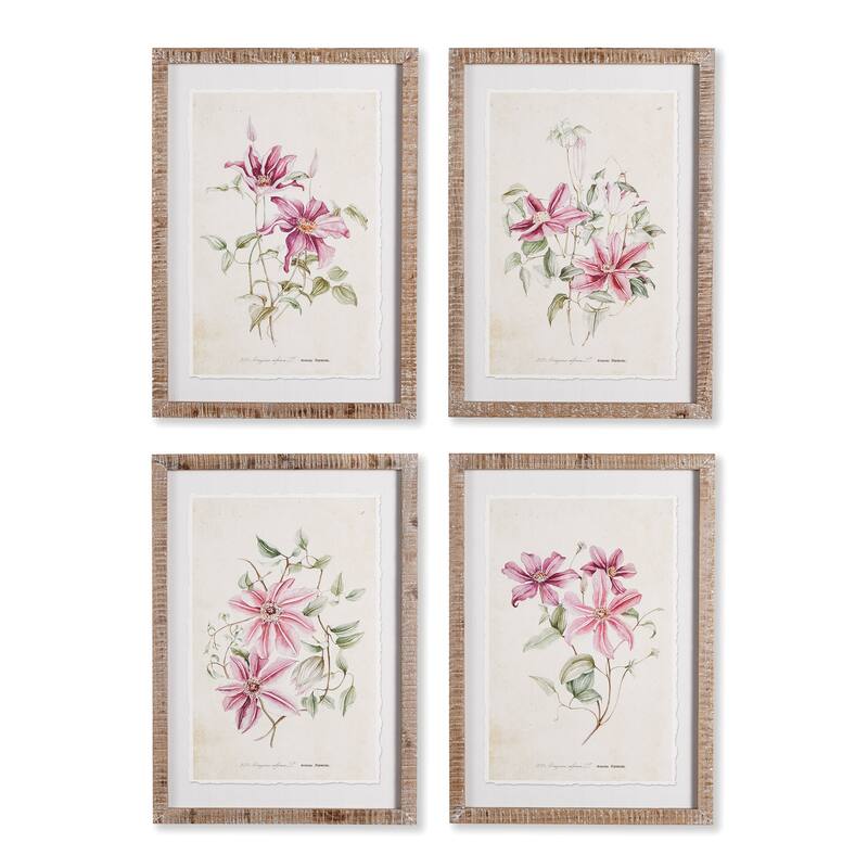 Pink Clematis Prints, Set Of 4 - Overstock - 32985786