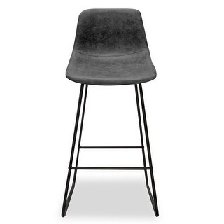 27 Inch Counter Stools, Set of 2, Padded Seat and Back, Gray Vegan ...