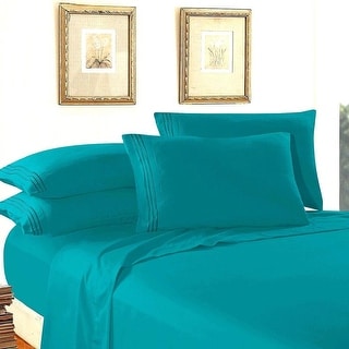 4pc Queen Elegant Comfort 1500TC Microfiber Sheet Set Turquoise - Bed ...