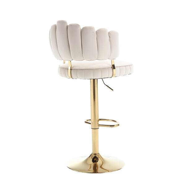 HOMEFUN Velvet Swivel Adjustable Height Scallop Bar Stools With ...