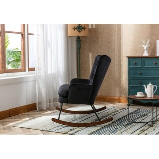 High Back Rocking Chiar Nursery, Comfortable Rocker Padded Seat, Modern ...