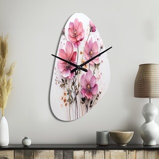 Pink Minimalism Pink Flower - Floral Large Wall Clocks - Modern Wall ...