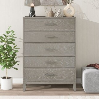 Modern Concise Style Solid wood Grey grain Five-Drawer Chest - Bed Bath ...