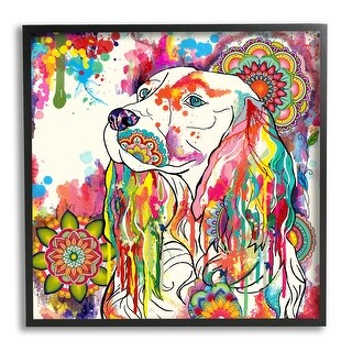 Stupell Expressive Spaniel Dog Portrait Vibrant Medallion Boho Pattern ...