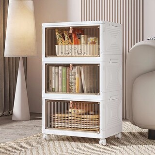 3 Tier Plastic Storage Bins Stackable Storage Containers with Wheels ...